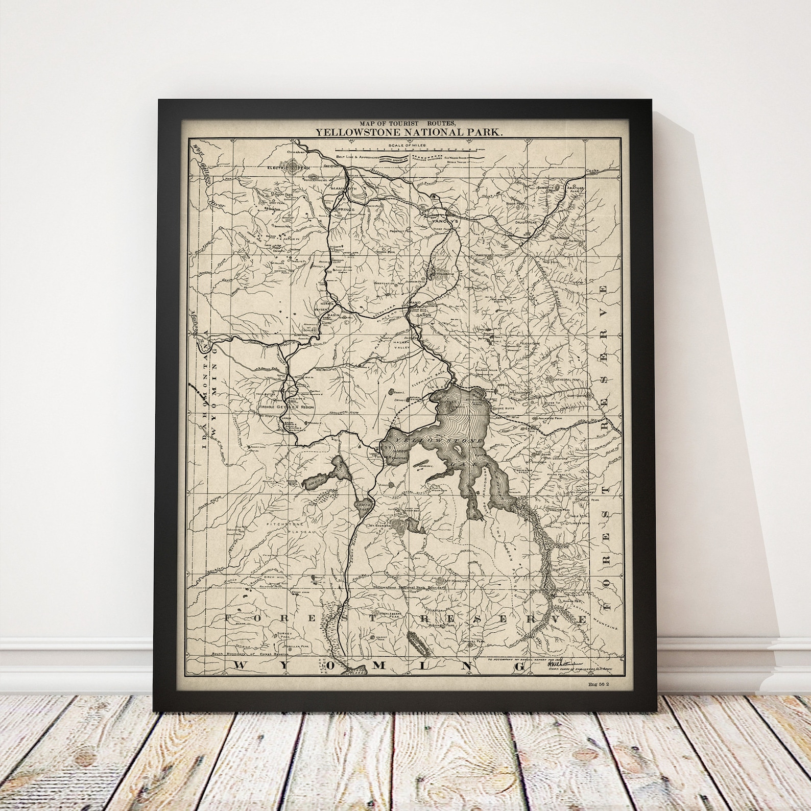 Old Yellowstone National Park Map Art Print, 1900, Archival ...