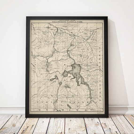 Old Yellowstone National Park Map Art Print 1900 Archival | Etsy