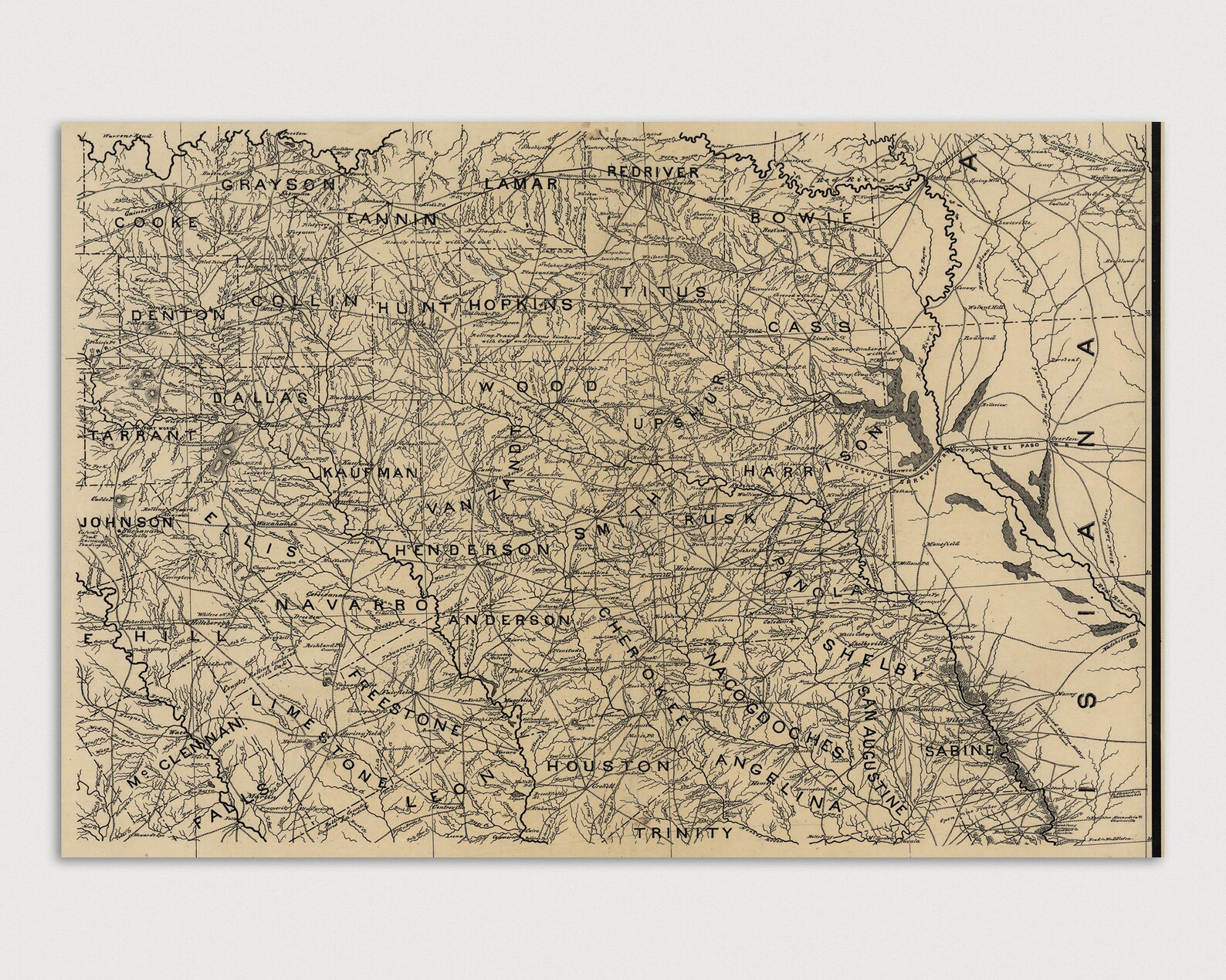 Old Texas Map Art Print Set 1867 Archival Reproduction Set | Etsy