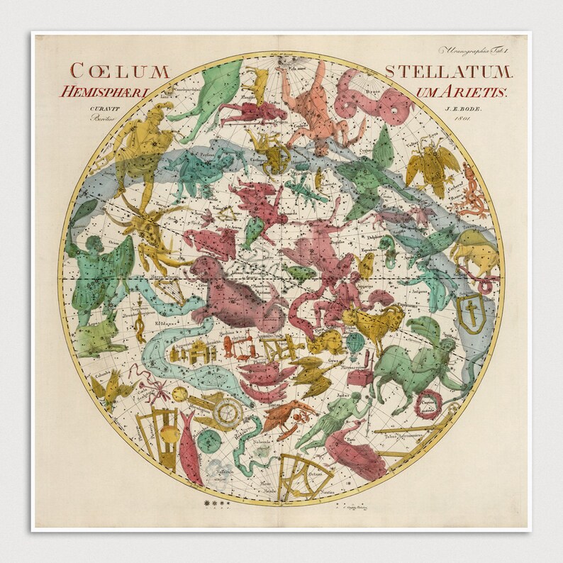 Old Constellation Map Art Print Set Star Chart 1801 Antique | Etsy