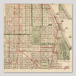 Old Chicago Map Art Print Set, 1906, Archival Reproduction, Set of 6 ...