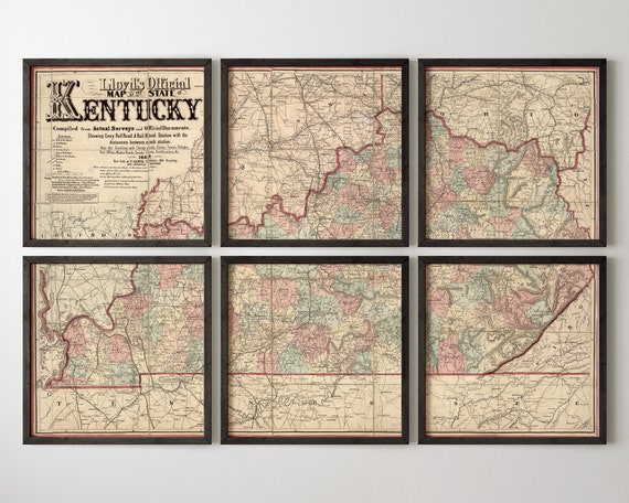 Old Kentucky Map Art Print Set 1862 Archival Reproduction | Etsy