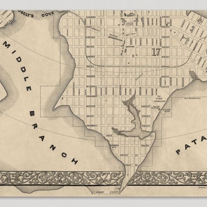 Old Baltimore Map Art Print Set, Maryland, 1851, Archival Reproduction ...