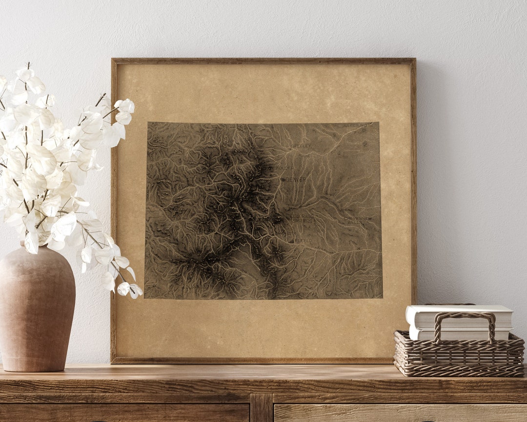 Old Colorado Relief Map Art Print, Rustic, Vintage-style (unframed) - Etsy