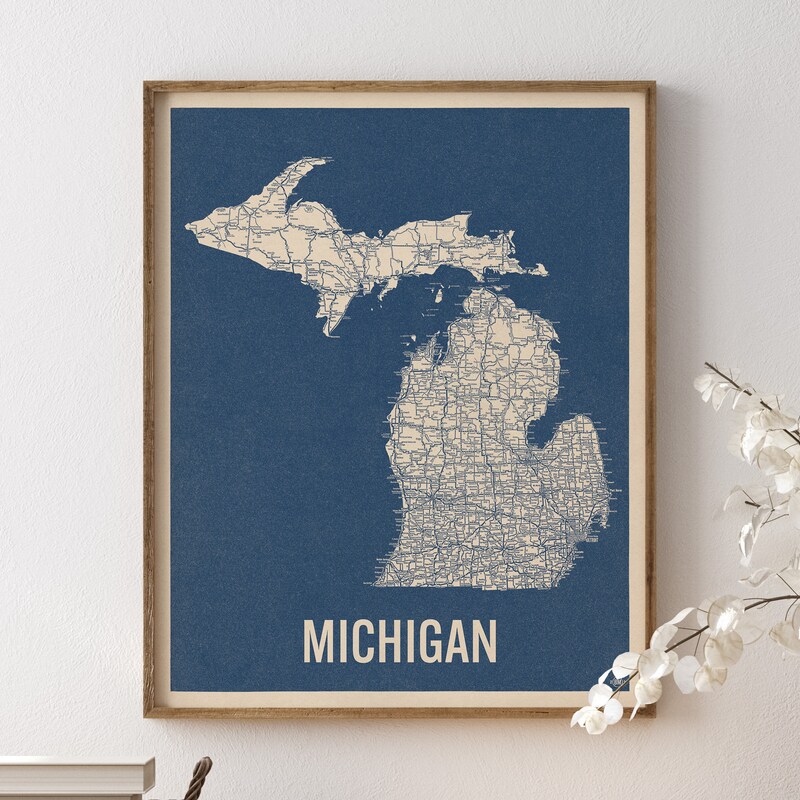 Michigan Map Art - Etsy