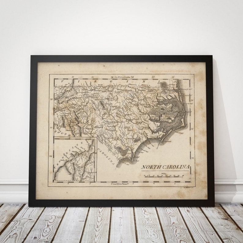 Old North Carolina Map Art Print 1816 Archival Reproduction - Etsy