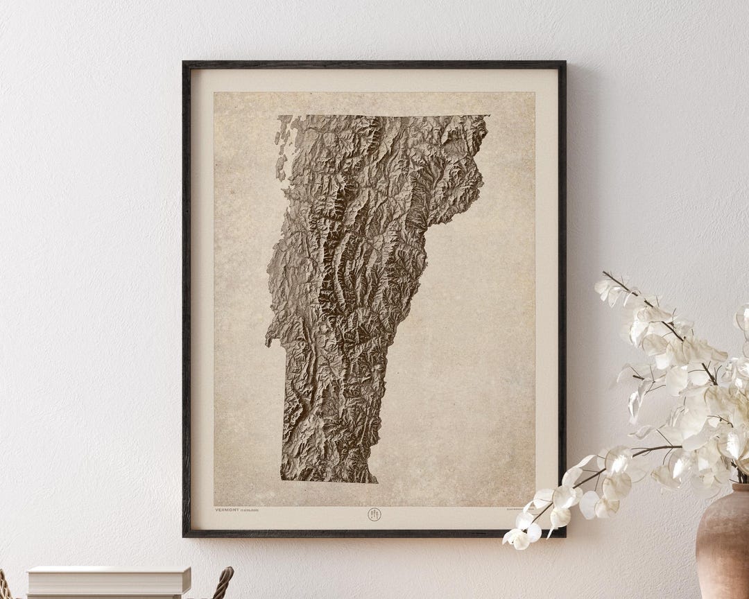 Vermont Map Art Print, Topography Relief, Unframed - Etsy