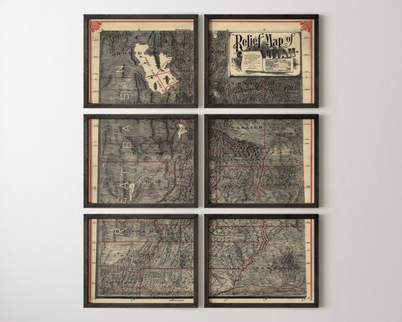 Old Utah Map Art Print Set 1895 Archival Reproduction Set - Etsy 日本