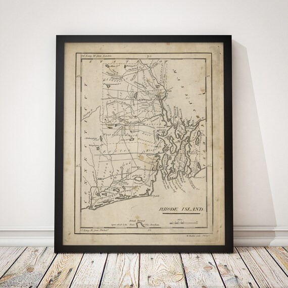 Old Rhode Island Map Art Print 1816 Archival Reproduction | Etsy