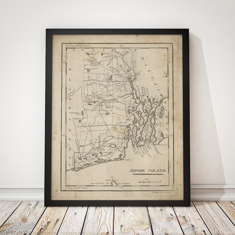 Old Rhode Island Map Art Print 1816 Archival Reproduction - Etsy