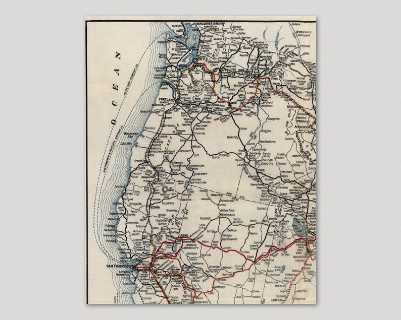 Old United States Highway Map Art Print Set 1918 Archival | Etsy