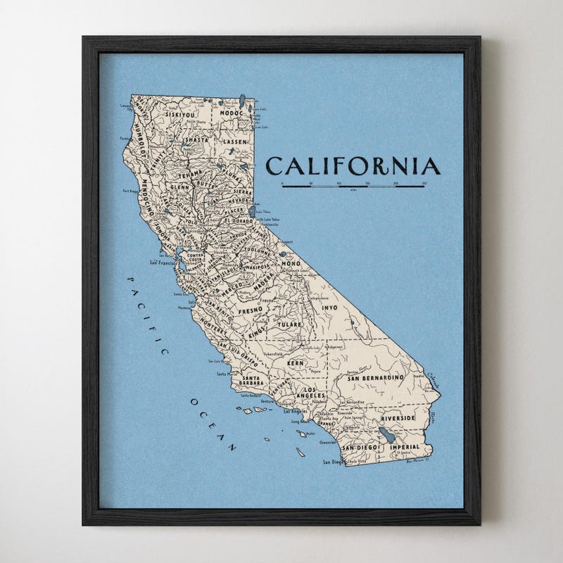 Framed California Map - Etsy