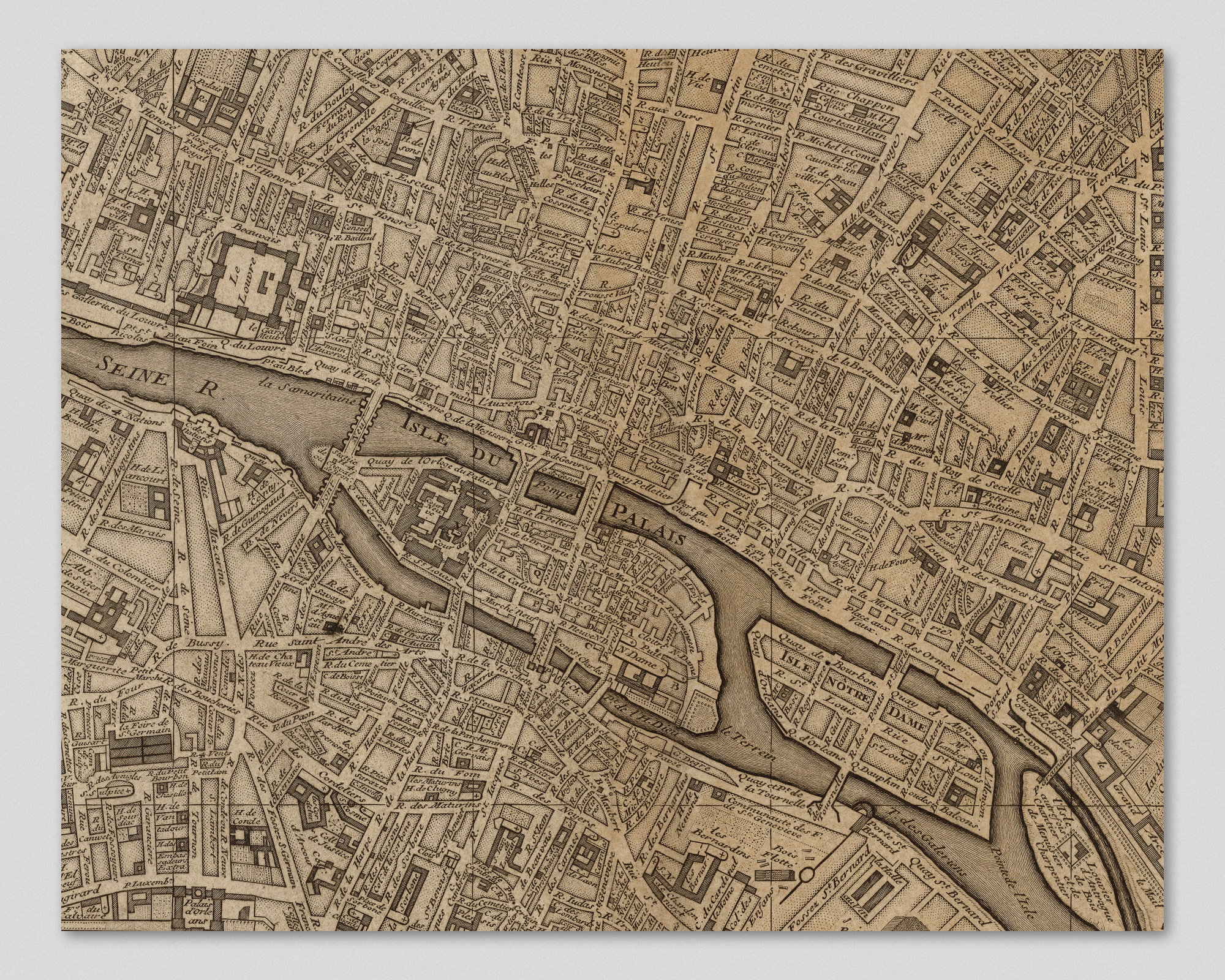 Old Paris Map Print, Set of 9, 1717 Antique Archival Reproduction Wall ...