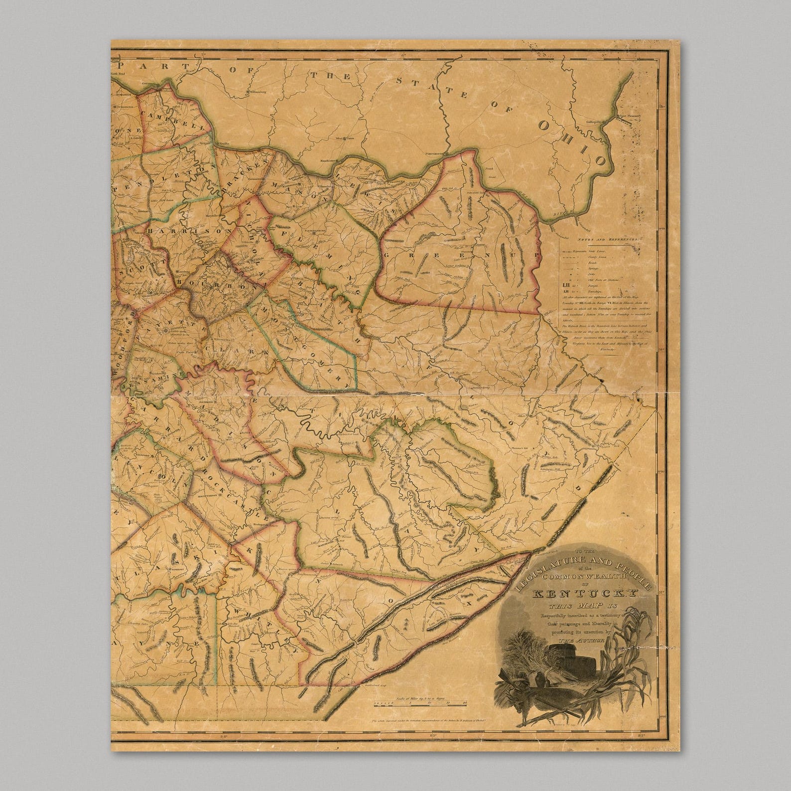 Old Kentucky Map Art Print Set, Archival Reproduction, 1818, Set of 3 ...
