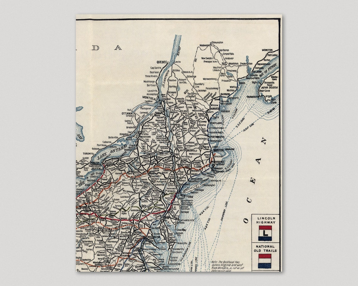 Old United States Highway Map Art Print Set 1918 Archival | Etsy