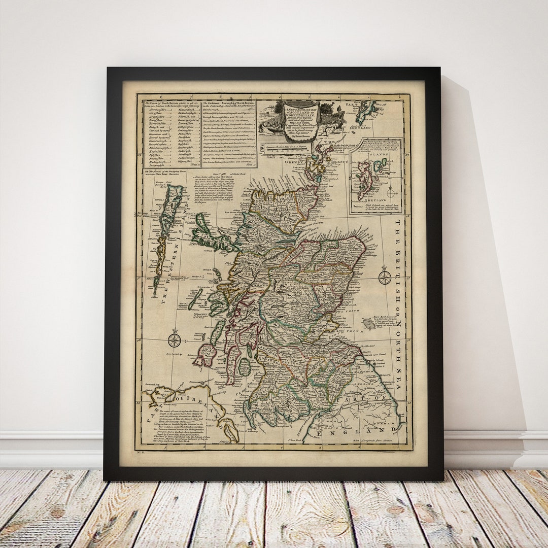 Old Scotland Map Art Print 1752 Archival Reproduction - Etsy