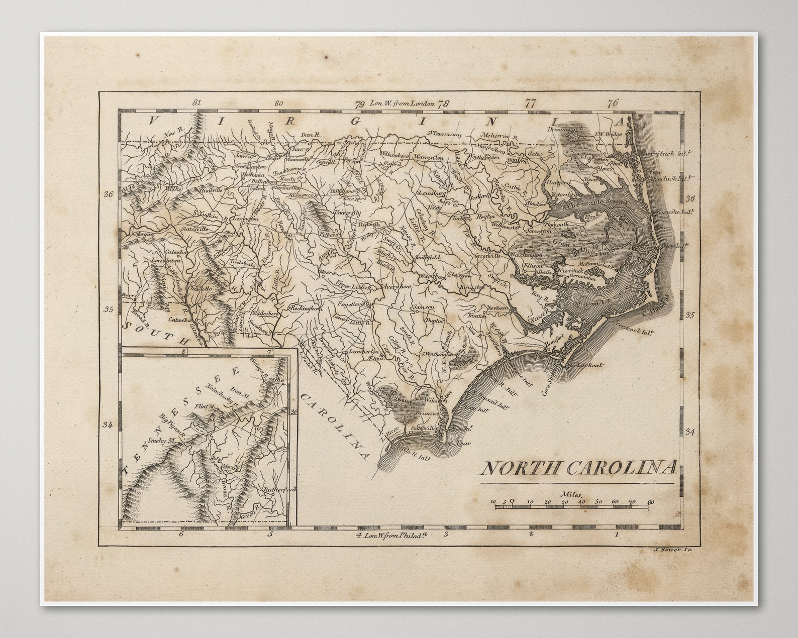 Old North Carolina Map Art Print 1816 Archival Reproduction - Etsy