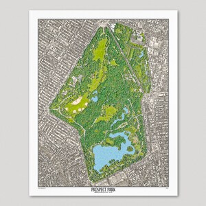 Prospect Park Map Art Print, Brooklyn, NY, Pen and Watercolor Style ...