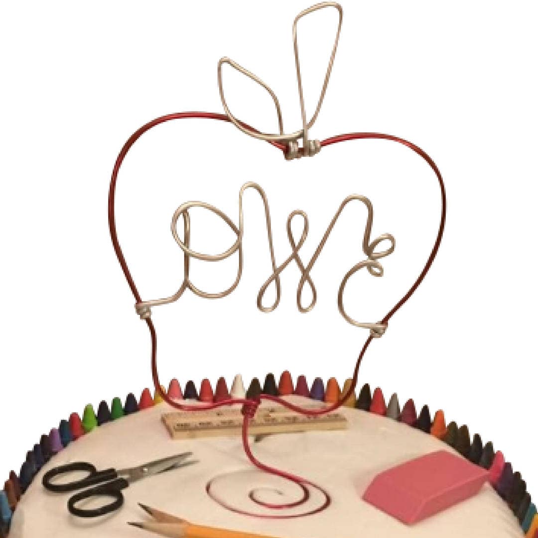 Apple Cake Topper, Personalized Cake Topper, Teacher's Gift, Teacher ...