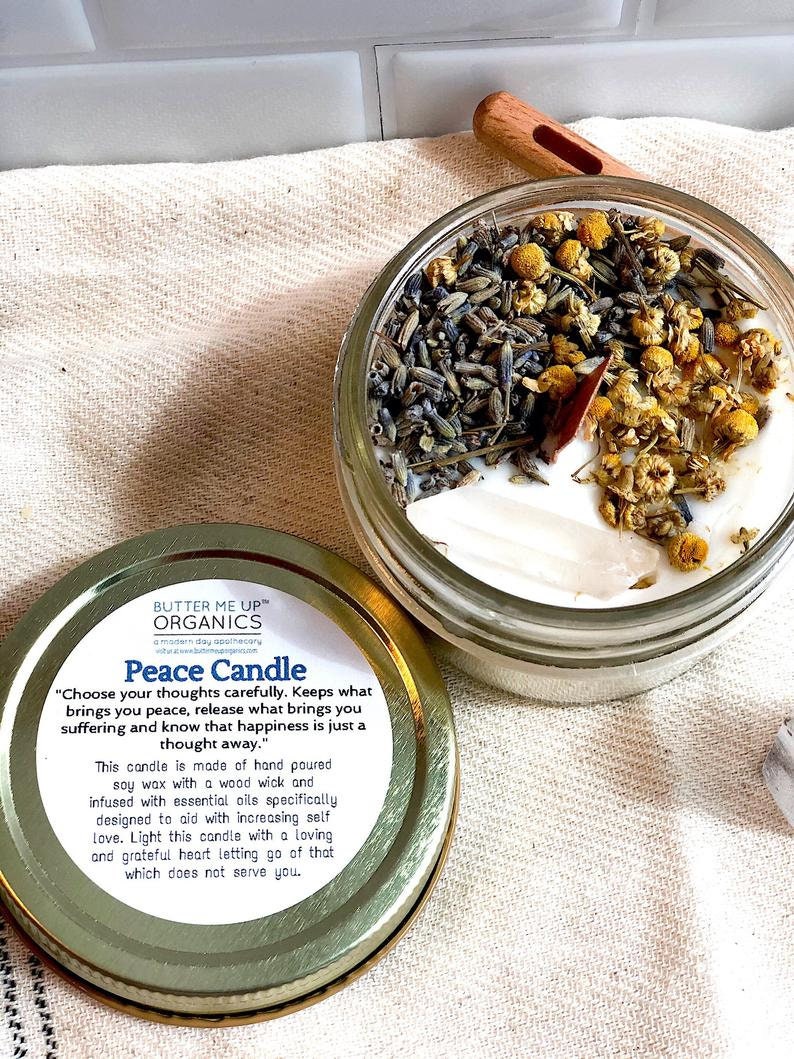 Peace Candle / Intention Candle / Crystal Candle / Spiritual | Etsy