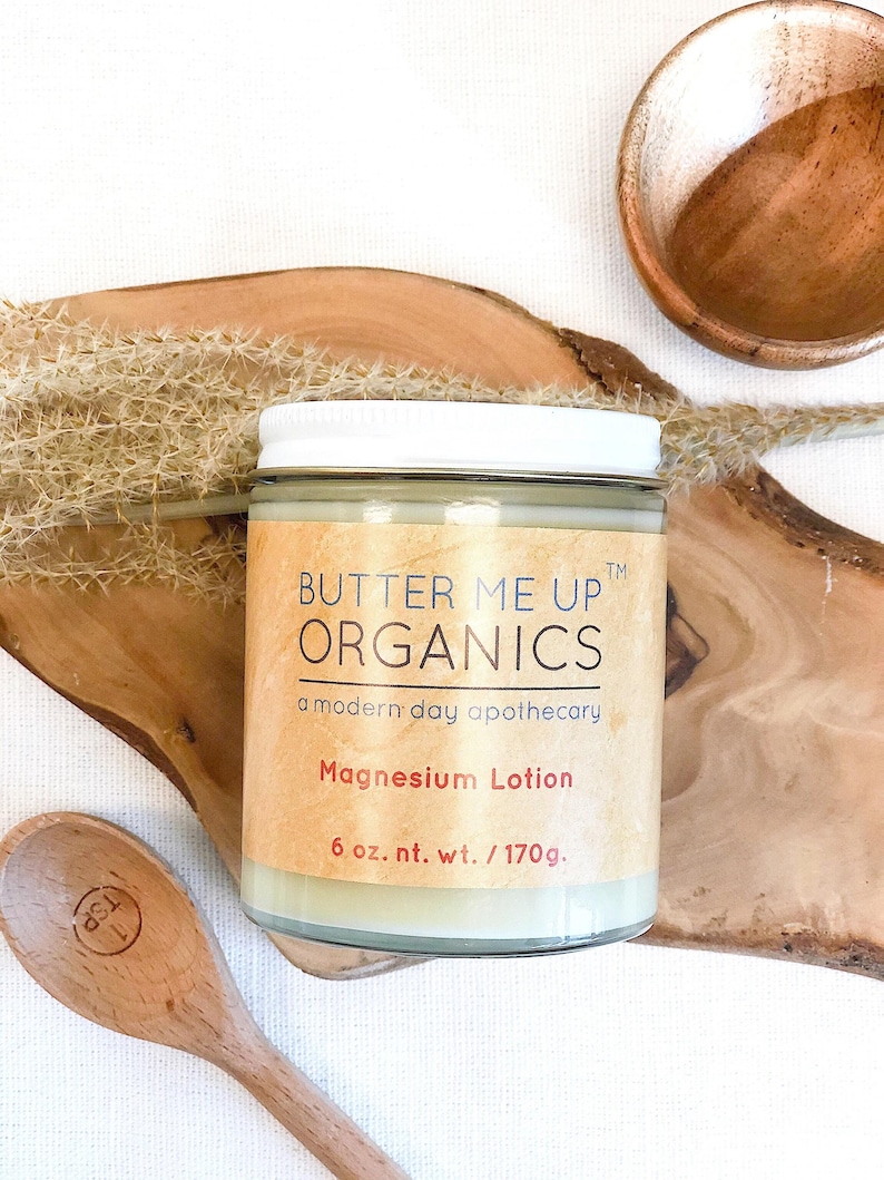 Organic Magnesium Lotion: Avocado Oil, Shea, Lavender (2oz/6oz Glass ...