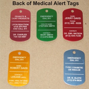 Custom Engraved Personalized Medical Alert ID Dog Tag - Made to Order ...