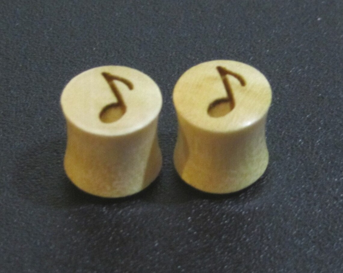 Handmade Organic Wood Ear Plugs With Music Notes You Choose | Etsy