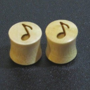 Handmade Organic Wood Ear Plugs With Music Notes - You Choose Wood ...