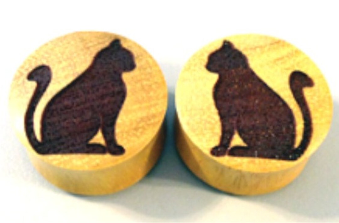 Custom Handmade Organic "cat" Wood Plugs -- You Choose Wood Type/color ...