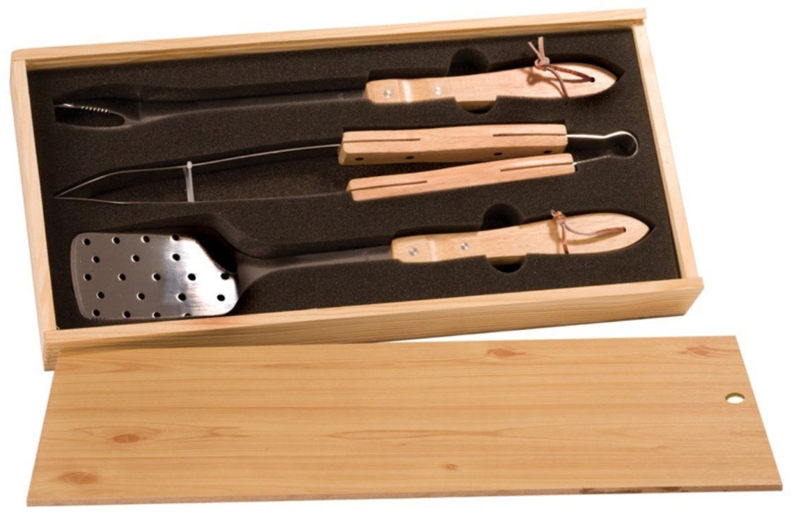 Custom Engraved Personalized Wooden Barbeque (BBQ) Tool Set - BRAND NEW ...