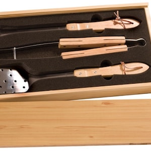 Custom Engraved Personalized Wooden Barbeque (BBQ) Tool Set - BRAND NEW ...