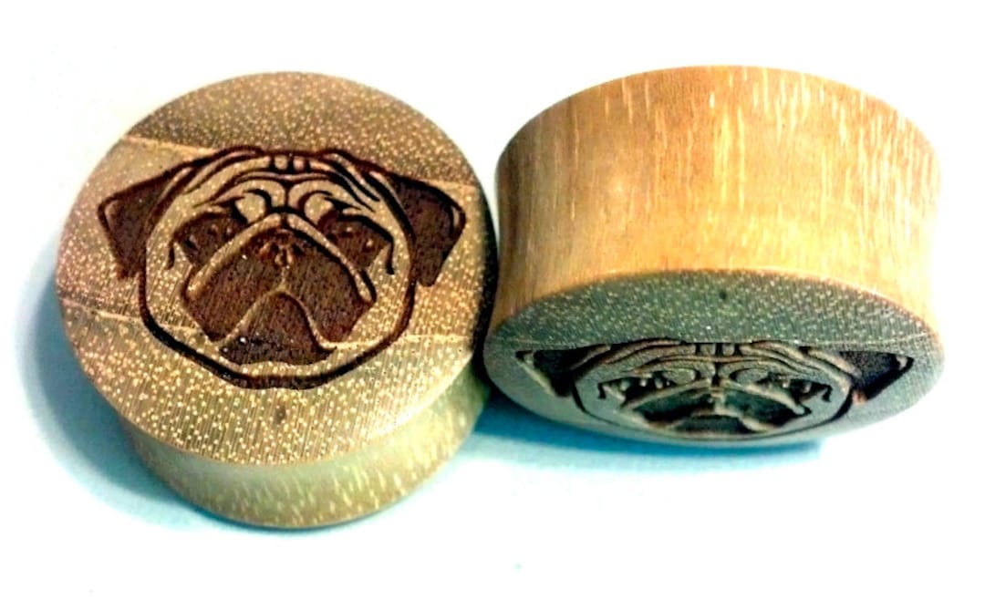 Custom Handmade Organic "pug Face" Wood Plugs - You Choose Wood Type ...