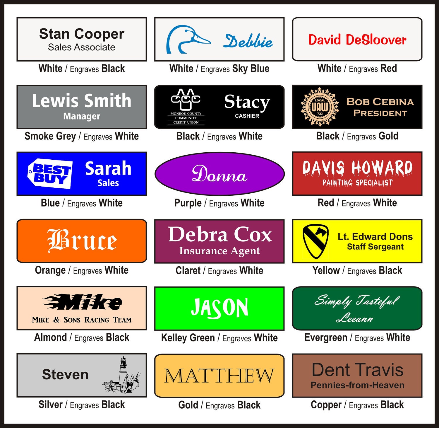 Custom Personalized Engraved Name Badges Name Tags MADE TO - Etsy