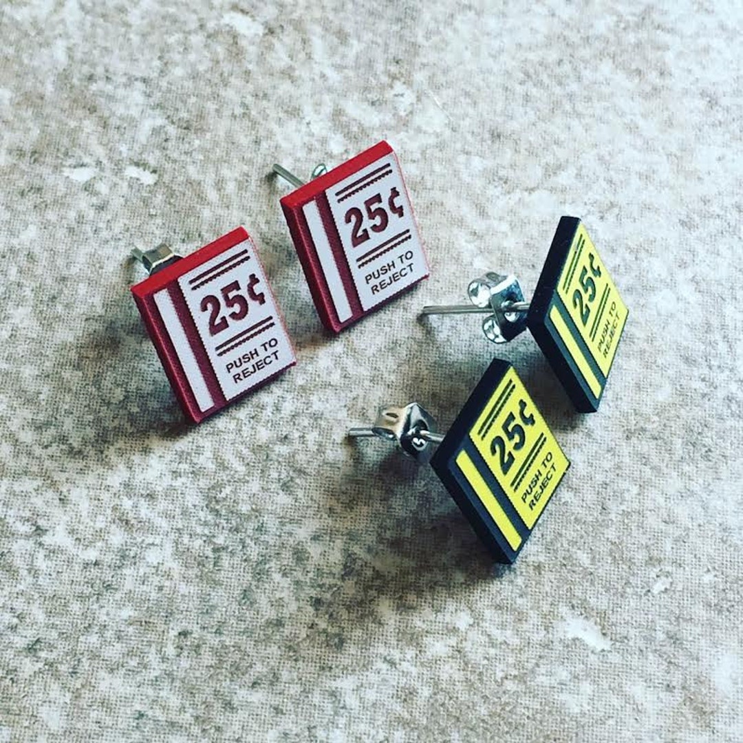 Handmade Quarter Insert Arcade Coin-op Earrings (nickel Plated Studs ...