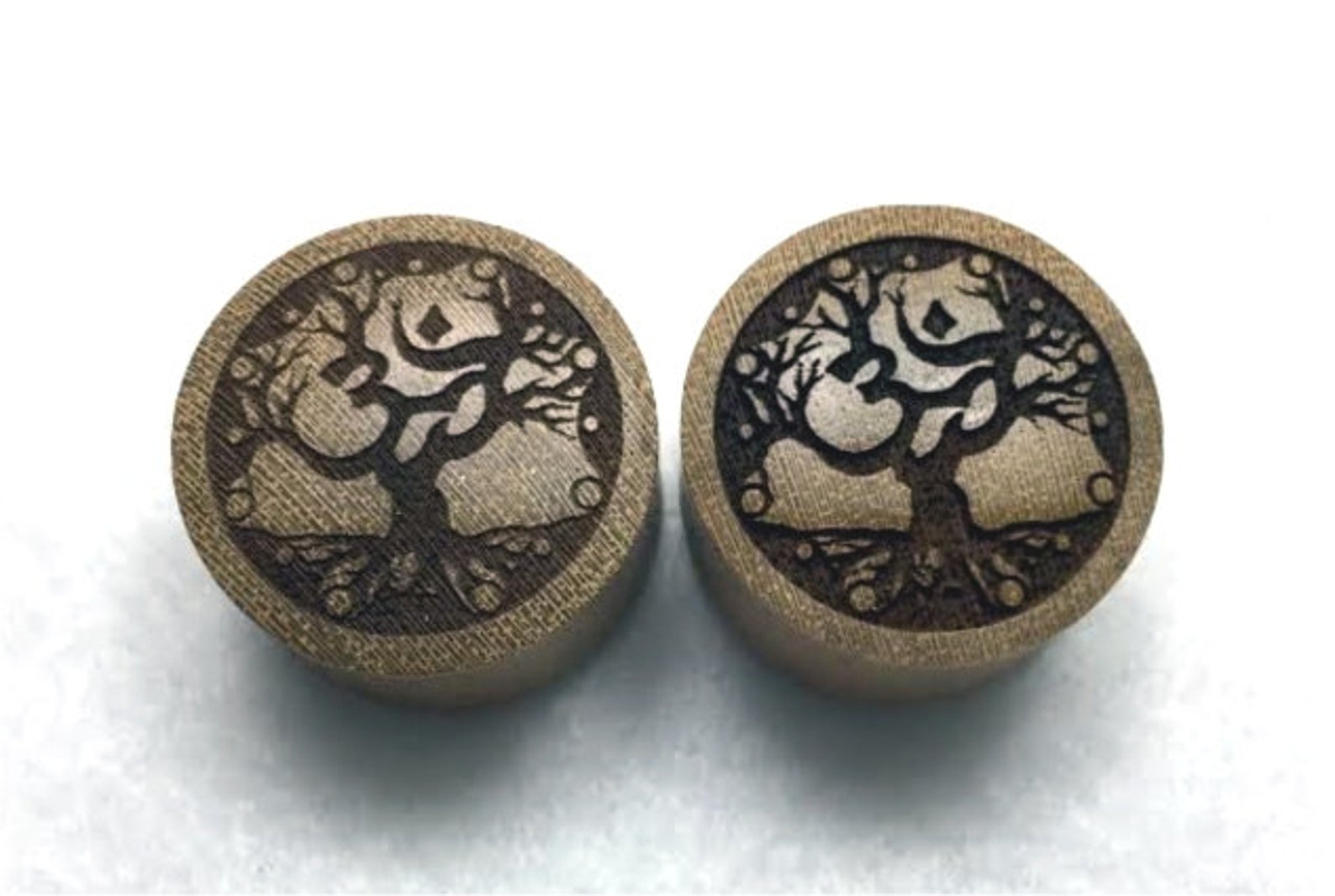 Custom Handmade Organic "tree of Om" Wood Plugs -- You Choose Wood Type ...