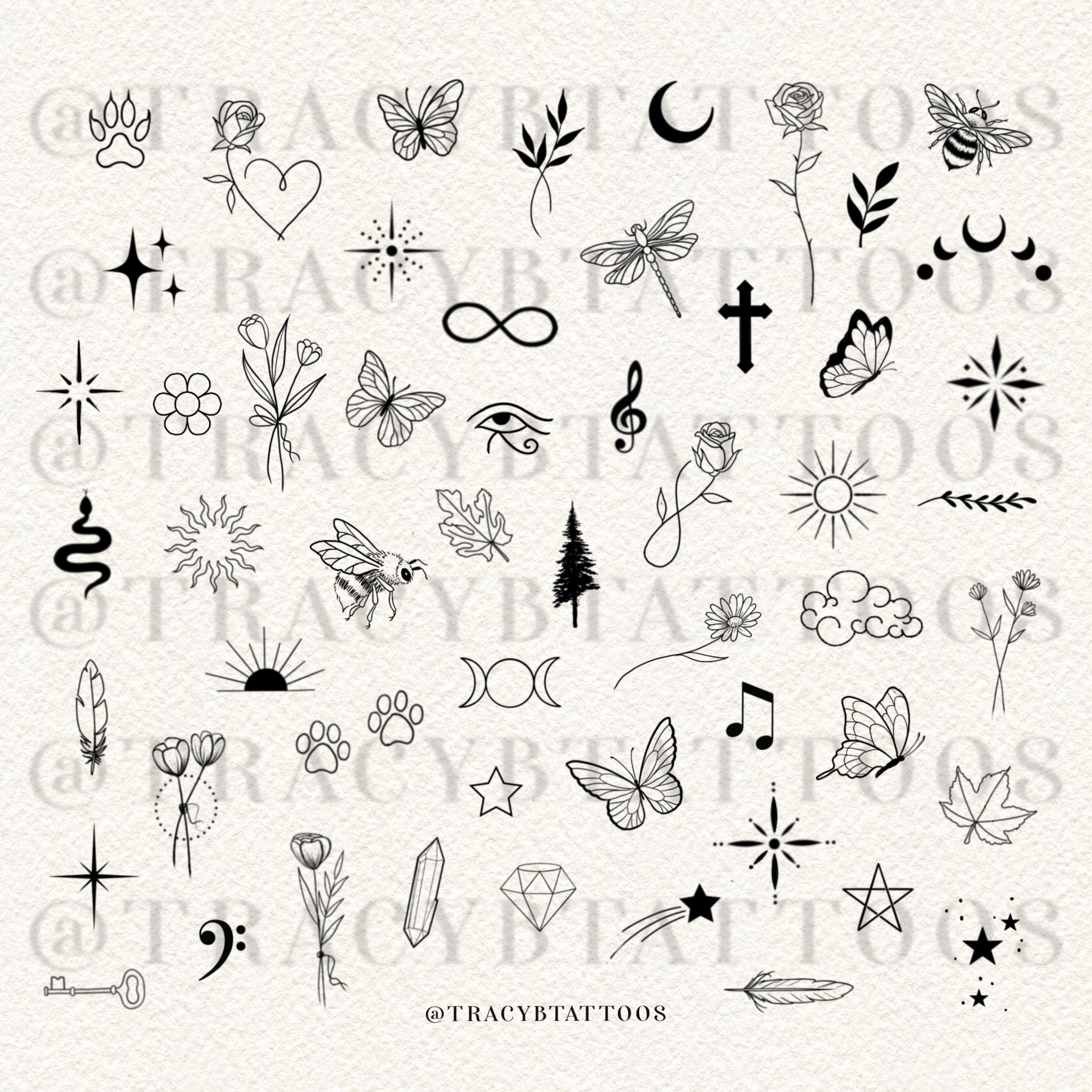 200 Tiny Tattoo Designs Bundle: Printable Flash Sheets (digital ...
