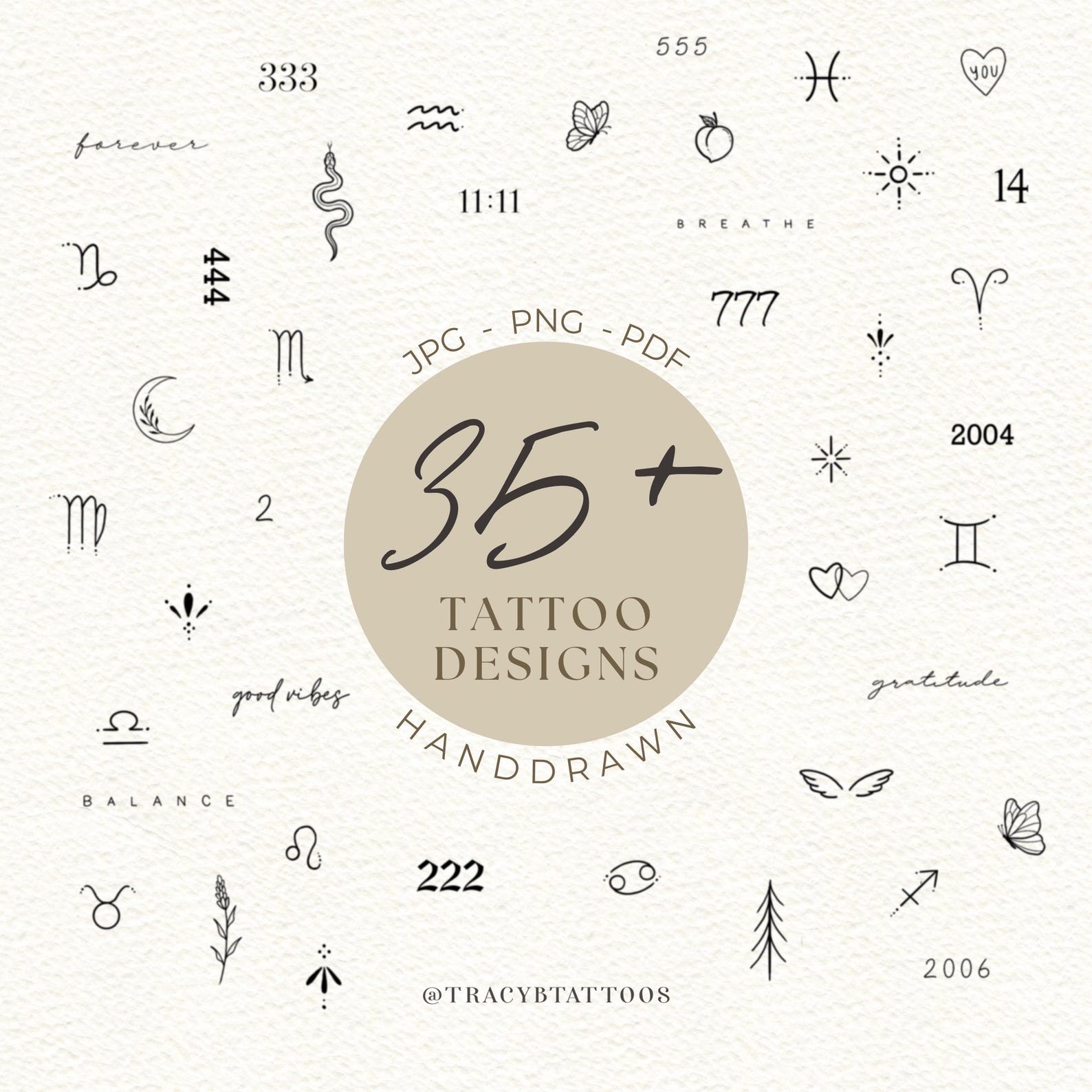 Tiny Tattoo Flash Sheet 35+ Designs, JPG PDF PNG, Printable Stencil ...