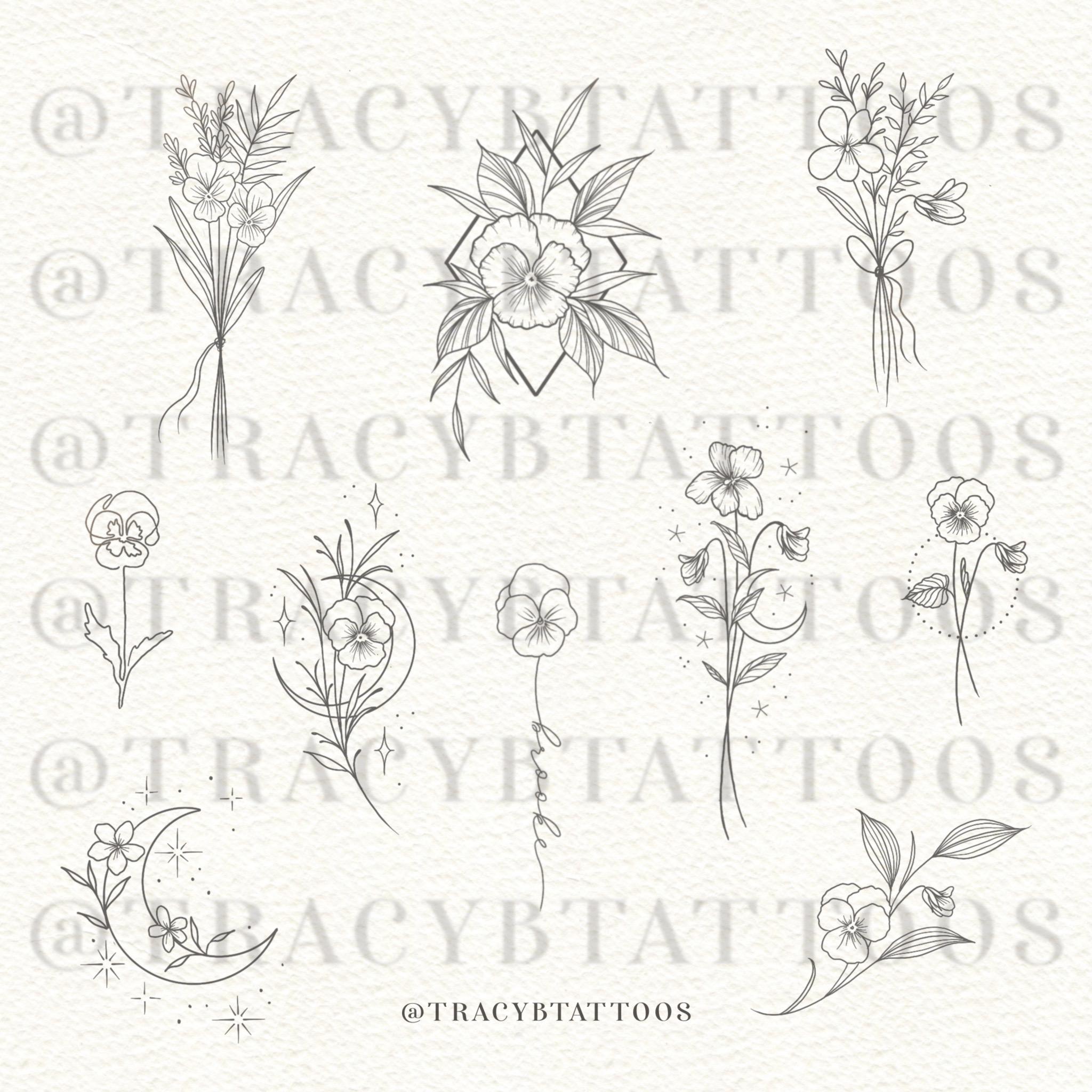 February Birth Flower Flash Sheet, Fine Line, JPG PDF PNG, Printable ...