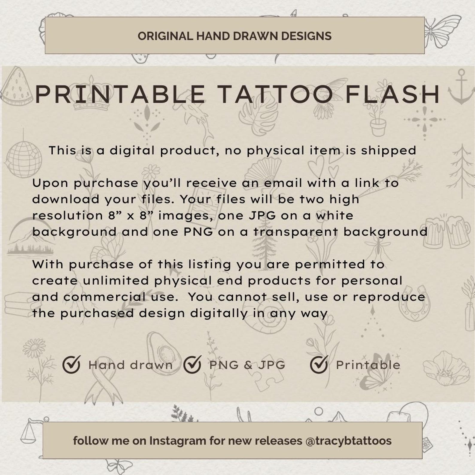 100+ Tiny Tattoo Designs Flash Sheet Bundle #3 & #4 Combined, JPG /PNG ...