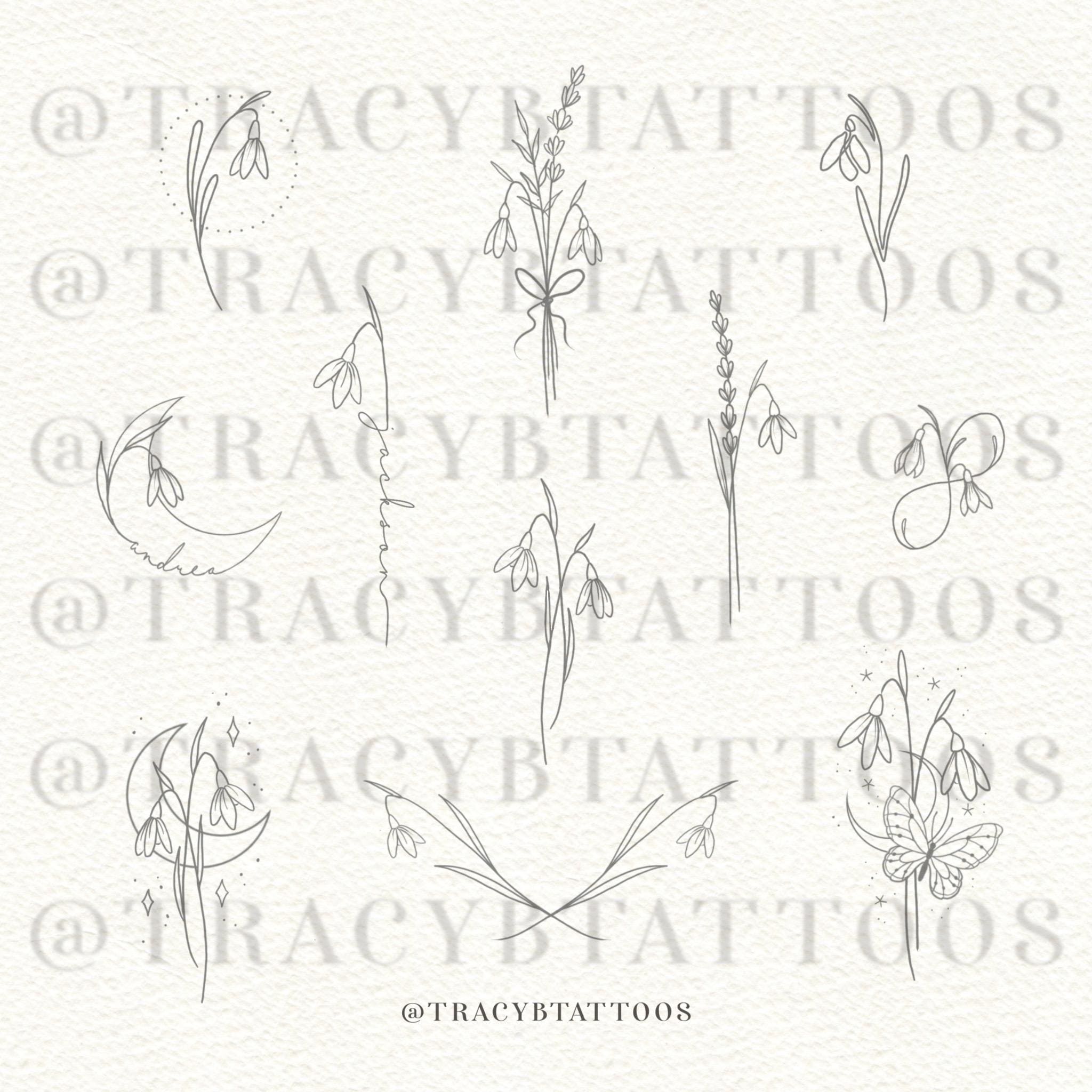 January Birth Flower Flash Sheet, Fine Line, JPG PDF PNG, Printable ...