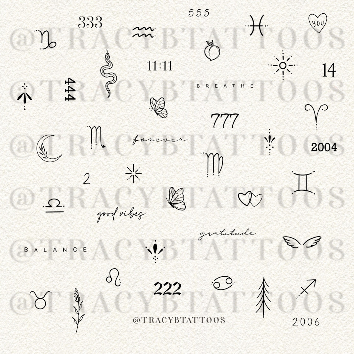 Tiny Tattoo Flash Sheet 35+ Designs, JPG PDF PNG, Printable Stencil ...