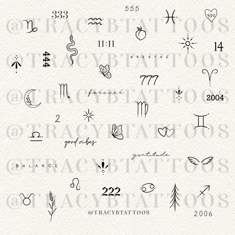 Tiny Tattoo Flash Sheet 35+ Designs, JPG PDF PNG, Printable Stencil ...