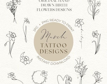 February Birth Flower Flash Sheet, Fine Line, JPG PDF PNG, Printable ...
