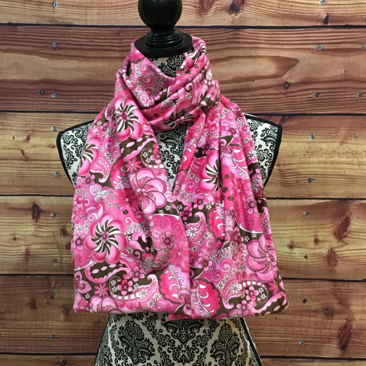 Pink and Chocolate Minky Scarf/minky Scarf/relay for - Etsy