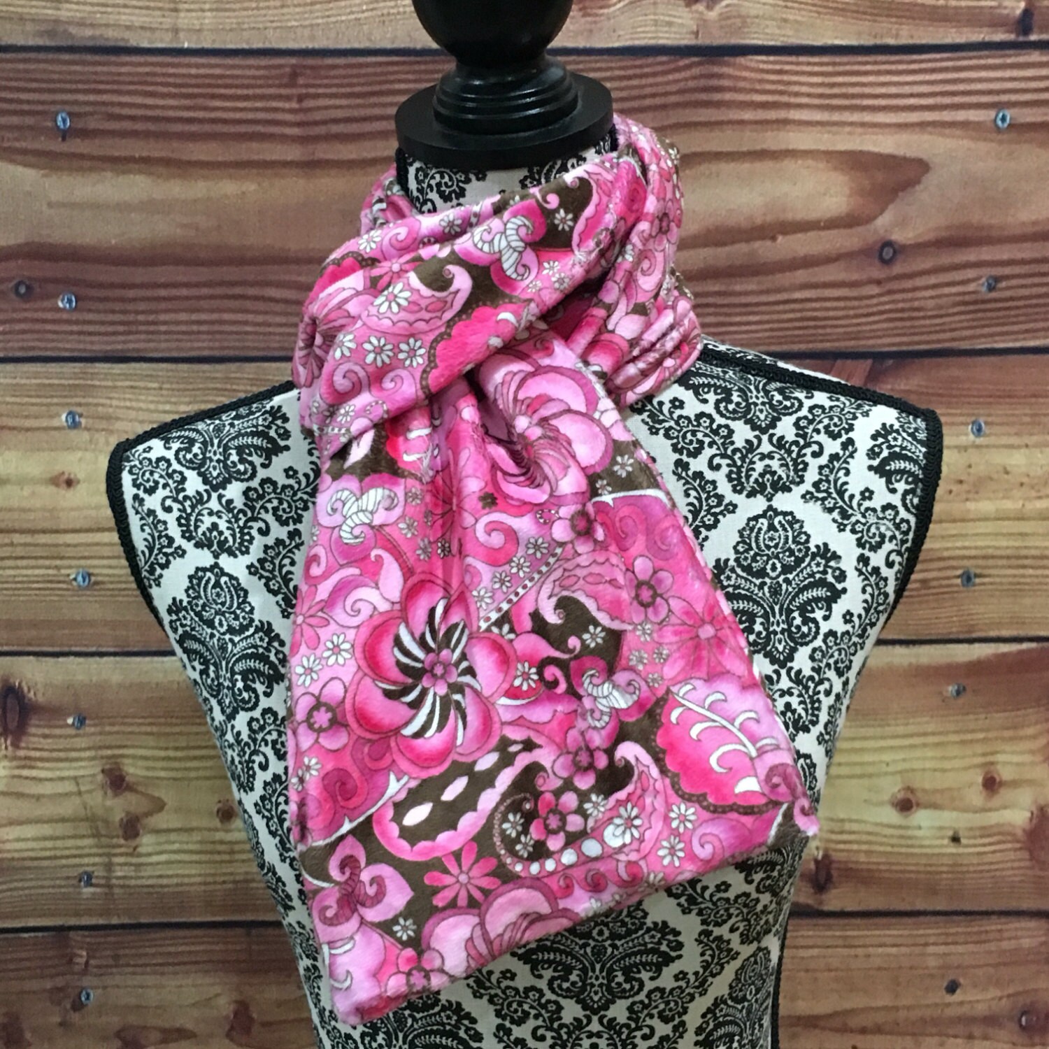 Pink and Chocolate Minky Scarf/minky Scarf/relay for - Etsy