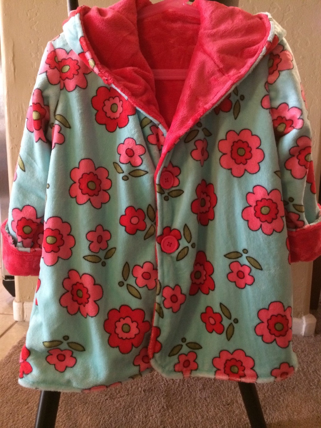Reversible Minky Coat Flowers and Pink - Etsy