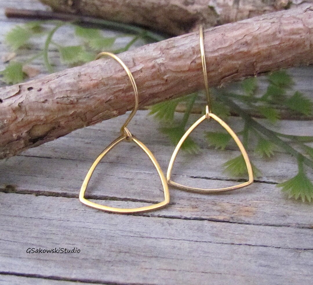 Stainless Steel Triangle Dangle Earrings, Gold Stainless Steel ...