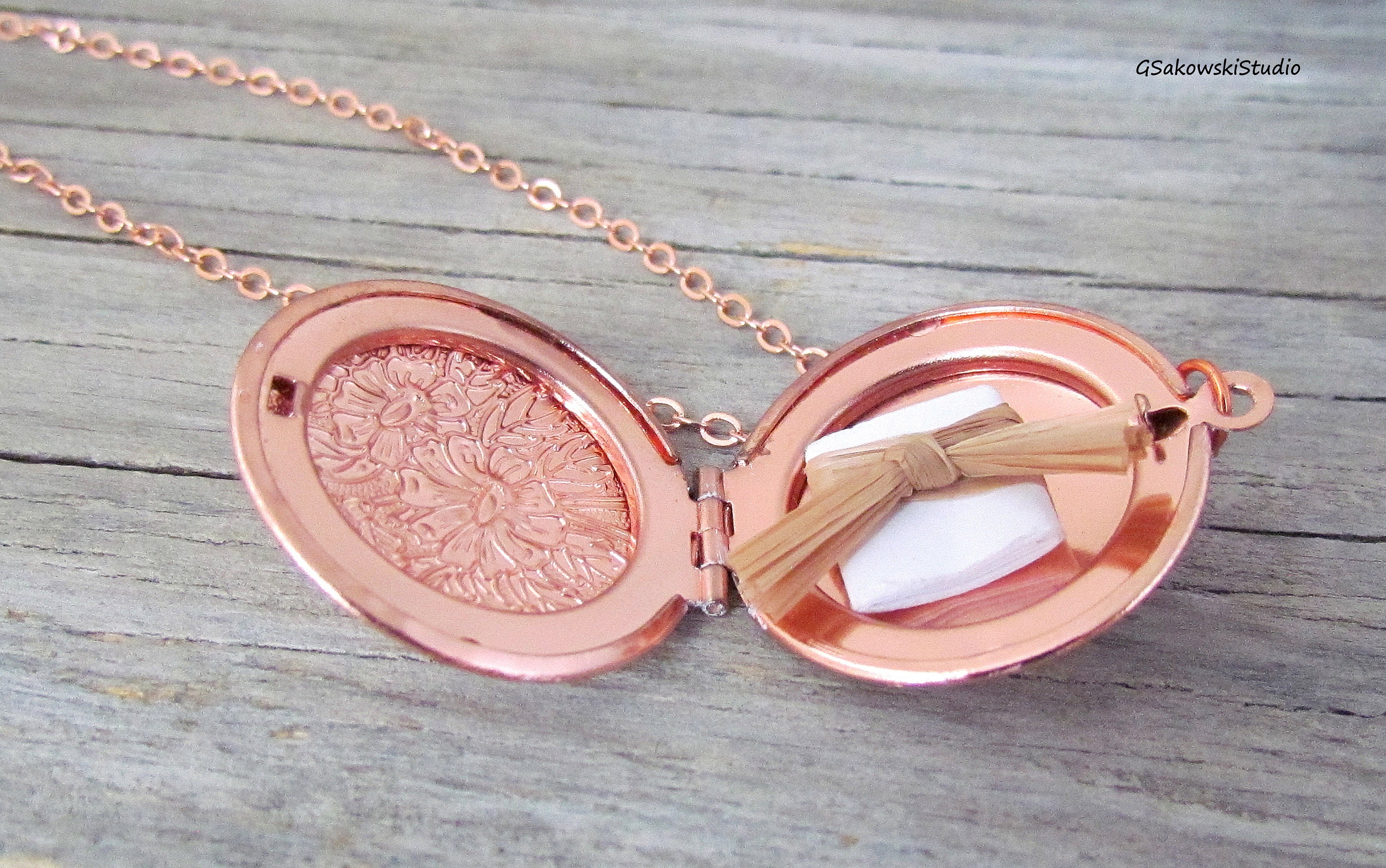 Rose Gold Floral Locket Necklace Daisy Rose Gold Round Locket | Etsy