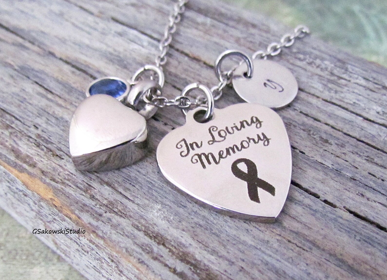 Memorial Urn in Loving Memory Heart Necklace, Hand Stamped Cremation ...