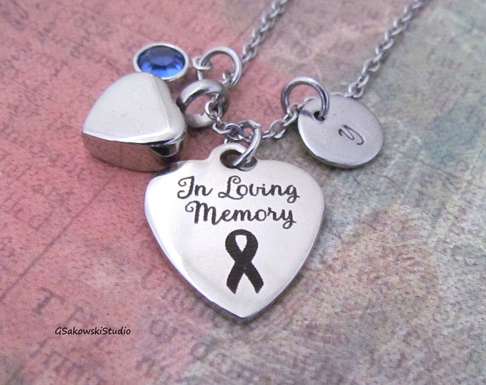 Memorial Urn in Loving Memory Heart Necklace, Hand Stamped Cremation ...